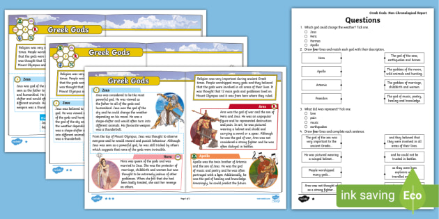 LKS2 Greek Gods Differentiated Comprehension (Teacher-Made)