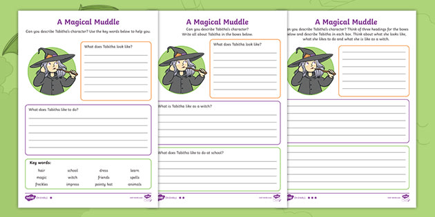 A Magical Muddle Character Description Differentiated Worksheets