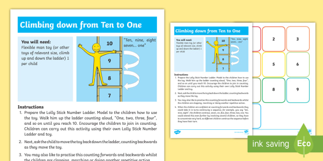 Climbing down from Ten to One Activity (teacher made)