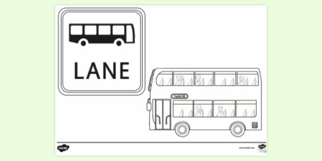 FREE! - Bus Lane Road Sign Colouring Sheet (teacher made)