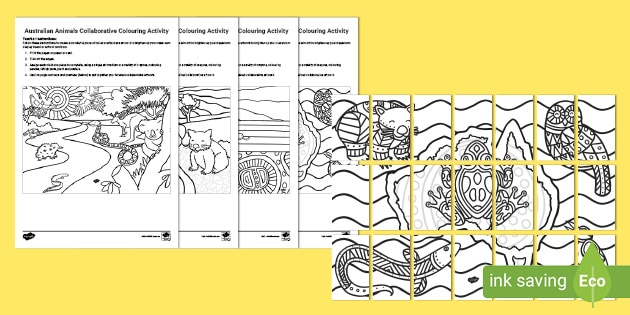 Australian Animals Group Colouring Activity (teacher made)