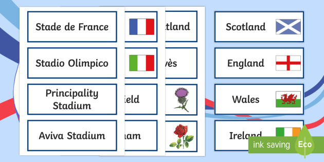 Six Nations Rugby Word Cards-Scottish