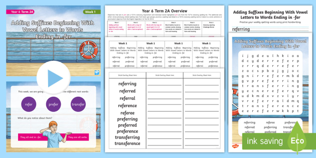 Year 6 Term 2A Week 1 Spelling Pack (teacher made)