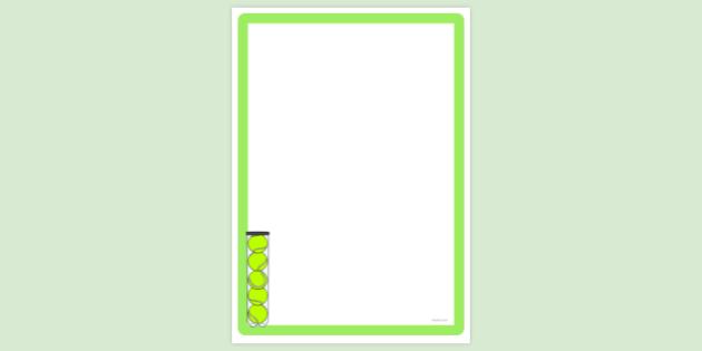 FREE! - Simple Border Pack of 5 Tennis Balls Page Border | Twinkl