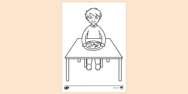 Dinner Time Colouring | Colouring Sheets