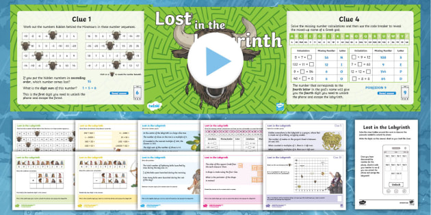 👉 Year 4 Lost in the Labyrinth Escape the Room Maths Game