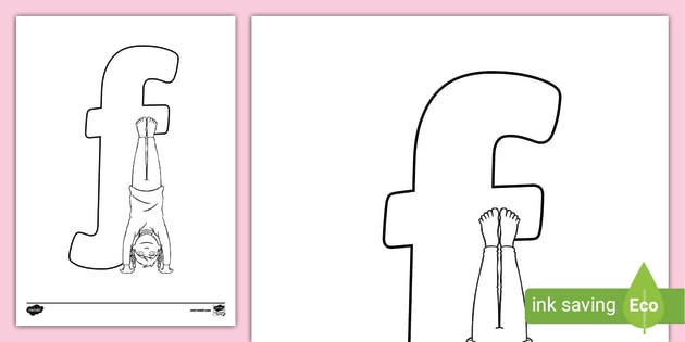 Letter F People Exercise Alphabet Colouring Page