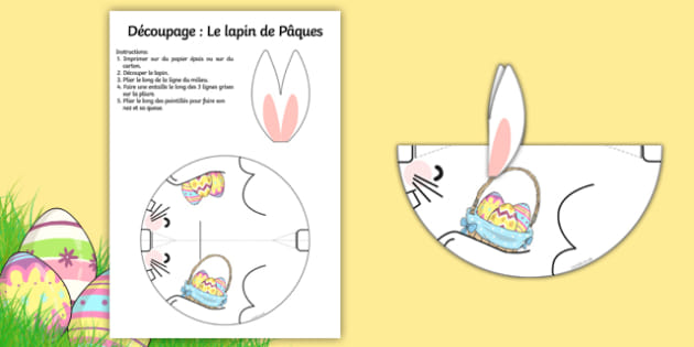 Cutting Skills Easter Bunny French (teacher made)