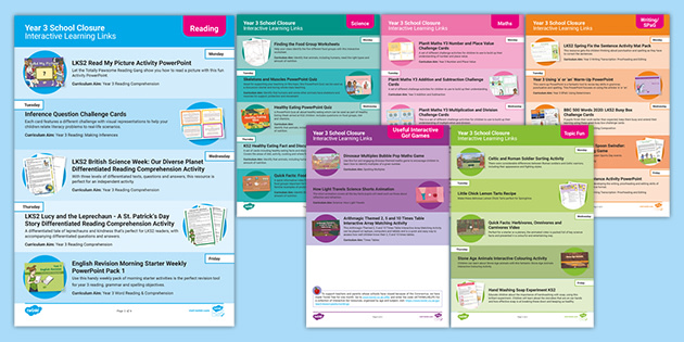 FREE! - Year 3 School Closure Interactive Learning Links