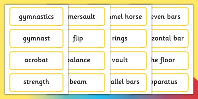Artistic Gymnastics Word Cards