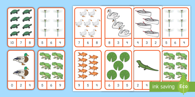 Pond Number Recognition Clip Card Activity (teacher made)