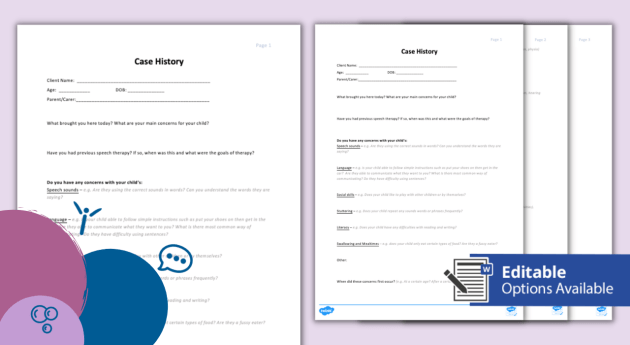 Editable Case History Template (creat de profesori)