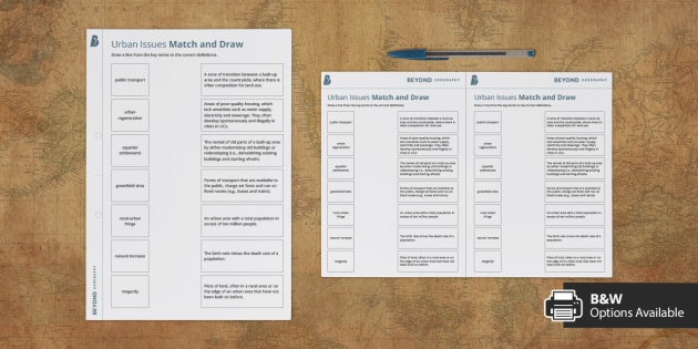 Urban Issues Mix and Match 4 Worksheet | Geography | Beyond