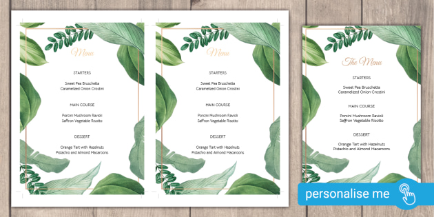 Tropical Editable Menu