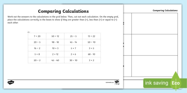 👉 Comparing Calculations Activity | Year 2 Maths