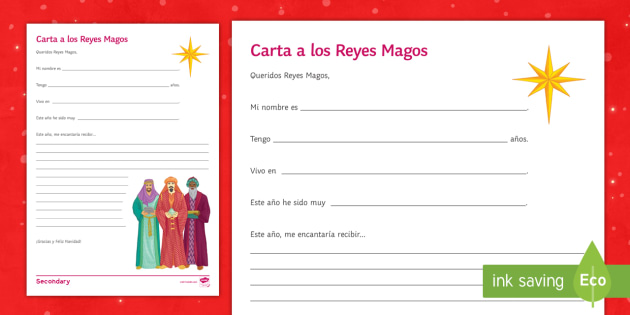 Letter to the Three Wise Men Christmas Worksheet Spanish