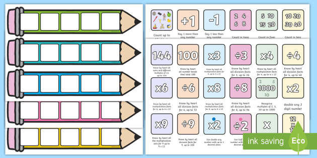 Maths Pencil Target Cards (teacher made)