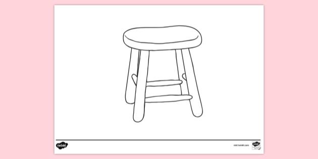 FREE! - Wooden Stool Colouring Sheet | Colouring Sheets