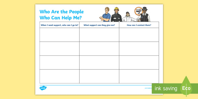 FREE! - 'Who Can Help Me?' Worksheet | Twinkl (teacher made)