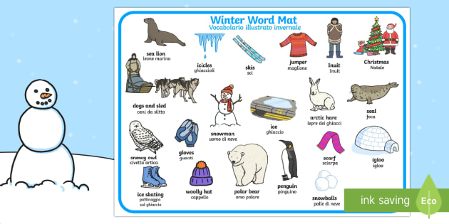 Winter Word Mat English/Italian - Winter Word Mat