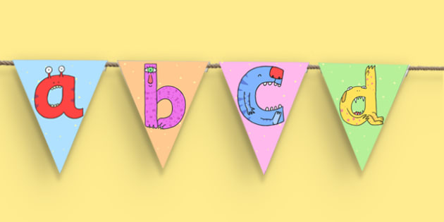 Lower-Case Monster Alphabet Display Bunting (teacher made)