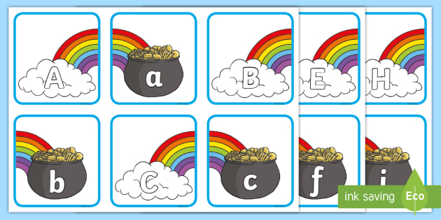 Rainbow and Pot of Gold Alphabet Matching Cards