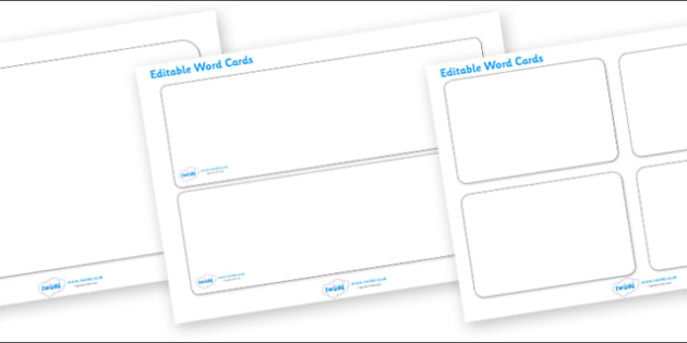 FREE! - Blank Vocabulary Word Cards | Editable Template