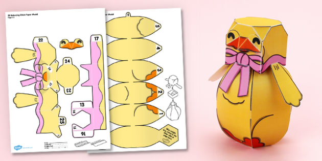 3D Easter Balancing Paper Chick Model Display (teacher made)