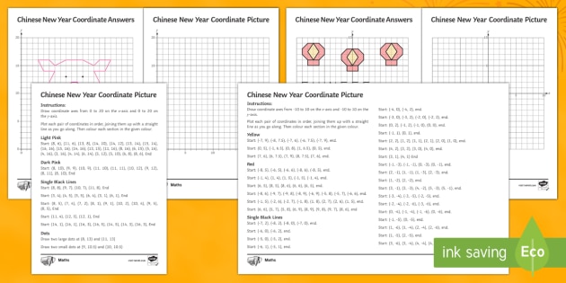 Chinese New Year Coordinates Differentiated Worksheets