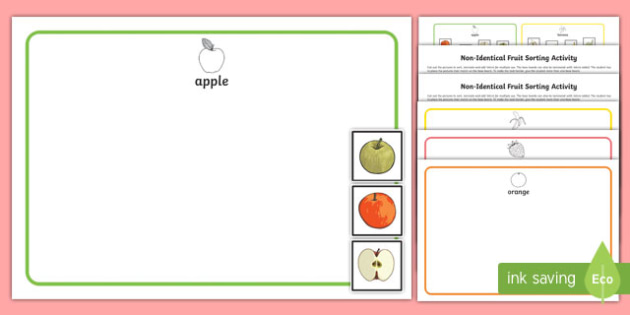 Workstation Pack: Non Identical Fruit Sorting Activity Pack