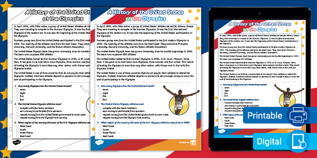 Sixth Grade A History of the United States at the Olympics Reading Passage