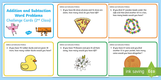 Addition And Subtraction Word Problem Challenge Cards