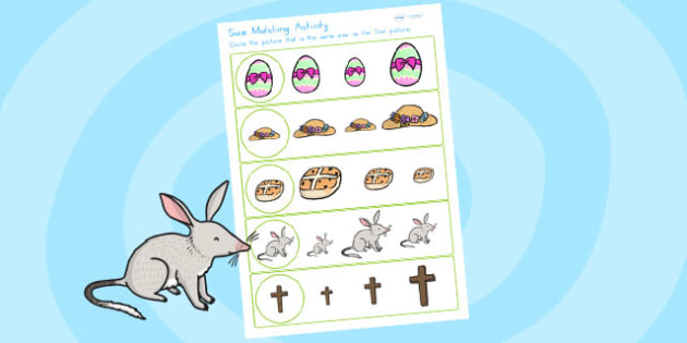 Easter Size Matching Worksheet - easter, size, match, shape