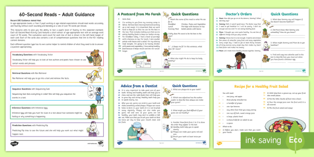 KS1 60-Second Reads: Healthy Living Activity Pack