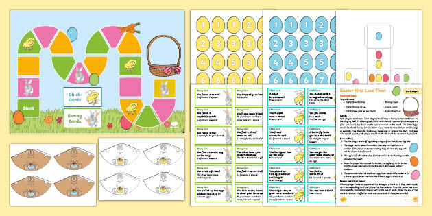 One Less Than Easter Bunny Hop Board Game (teacher made)