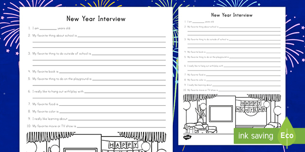 New Year Interview Activity - New Year's Eve