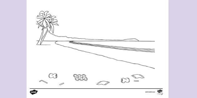 FREE! - Beach with litter | Colouring Sheets (teacher made)