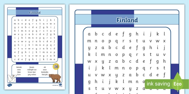KS1 Finland Word Search (teacher made)