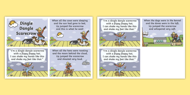 Dingle Dangle Scarecrow Nursery Rhyme Cards - scarecrow, nursery