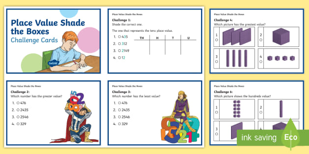 Year 3 Place Value shade the boxes Challenge Cards