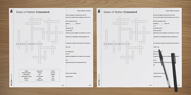 States of Matter Crossword | KS3 Chemistry | Beyond