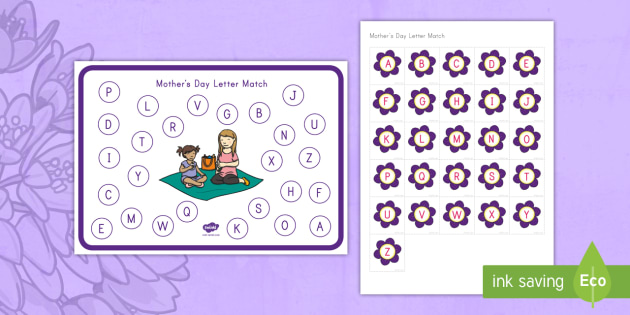 * NEW * Mother's Day Letter Match Activity Mat - mom\'s day, may
