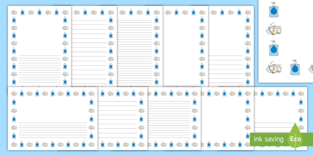 Wash Hands Page Borders - Wash Hands Portrait Page Borders- Portrait Page