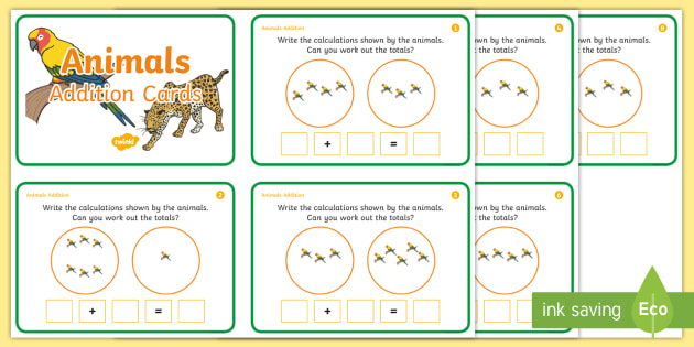 Jungle Themed Addition Sentences Worksheets (teacher made)