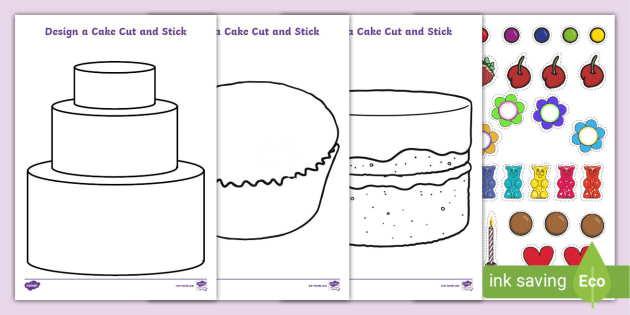 Design a Cake Cut and Stick (Teacher-Made)