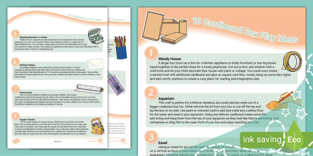10 Cardboard Box Play Ideas (teacher made)