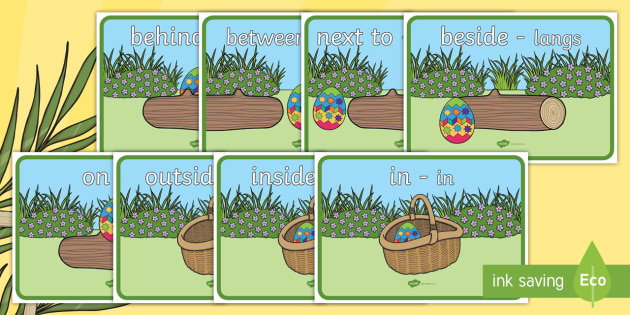 Easter Egg Positional Language Display Posters English/Afrikaans