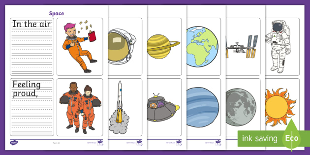 Space Simple Sentence Writing Prompt Pictures Activity