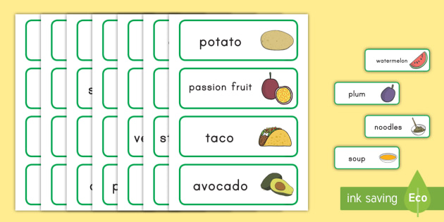 Food Word Cards - (teacher made)