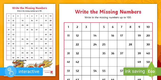 Chinese New Year Missing Numbers Number Square Maths Activity